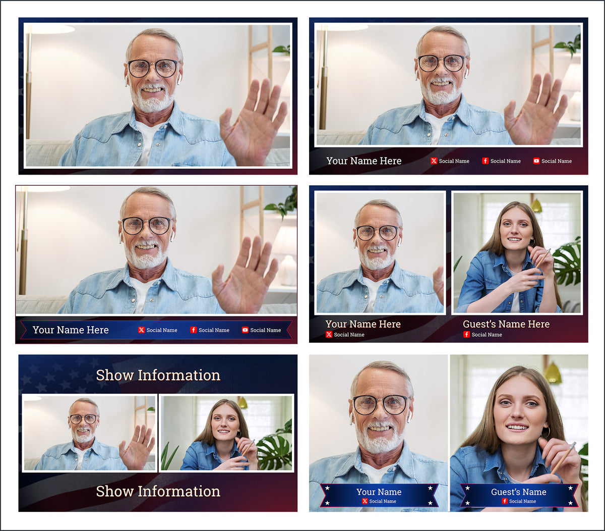 Liberty Live Patriotic Overlay Template for StreamYard, OBS, and More ...