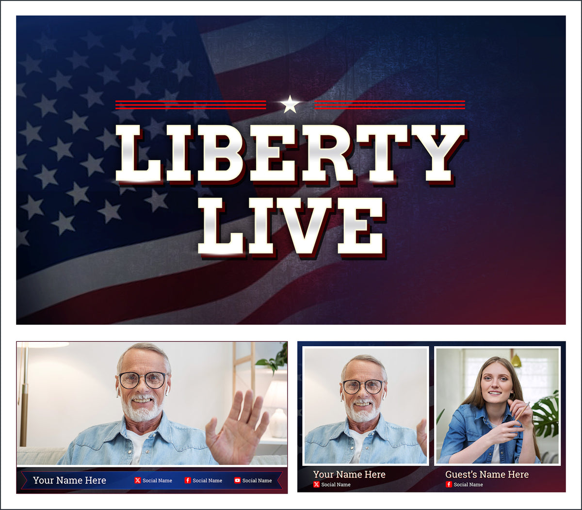 Liberty Live Patriotic Overlay Template for StreamYard, OBS, and More ...