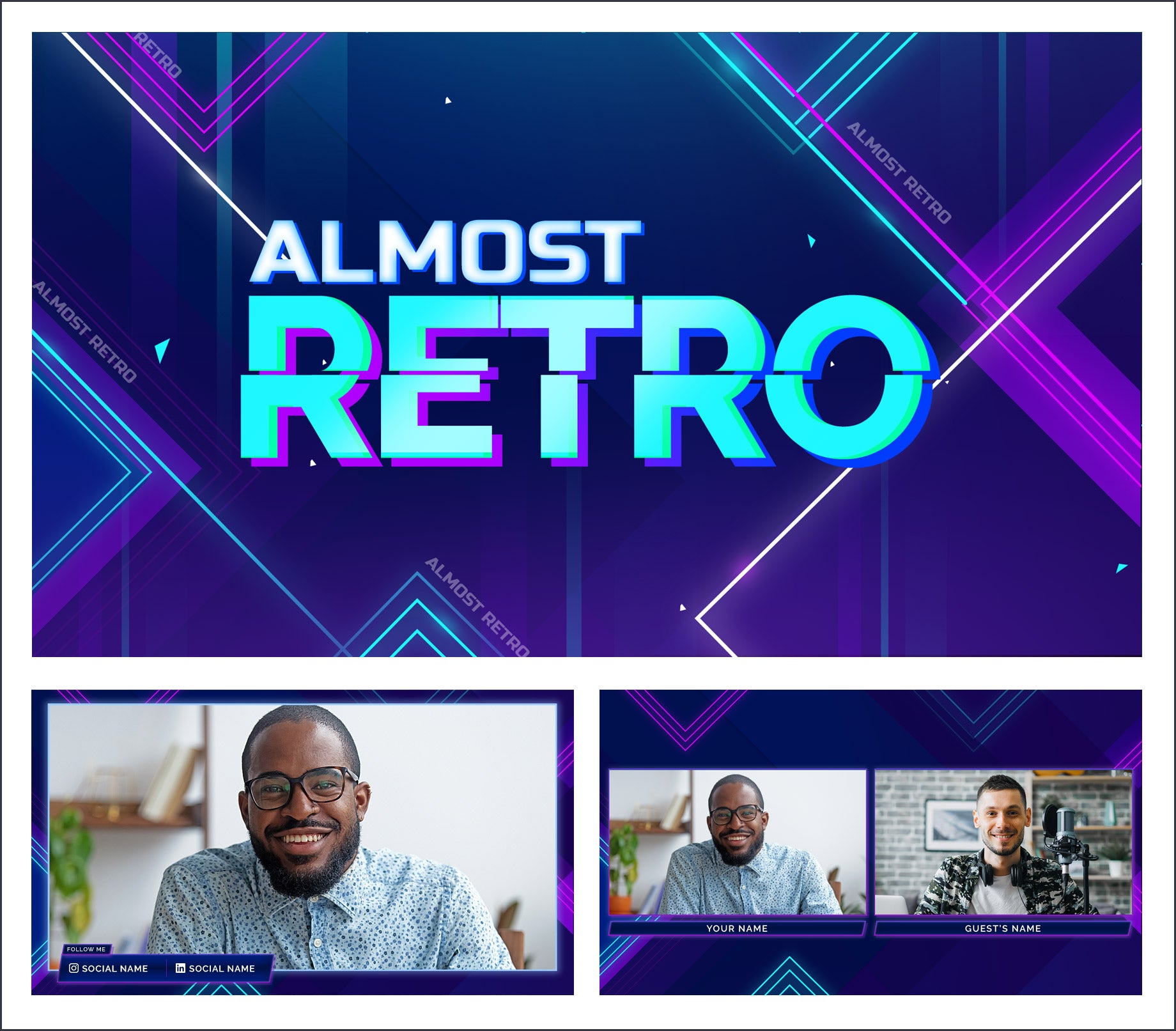 Retro Live Stream Overlays For Streamyard, OBS, Ecamm, and more ...